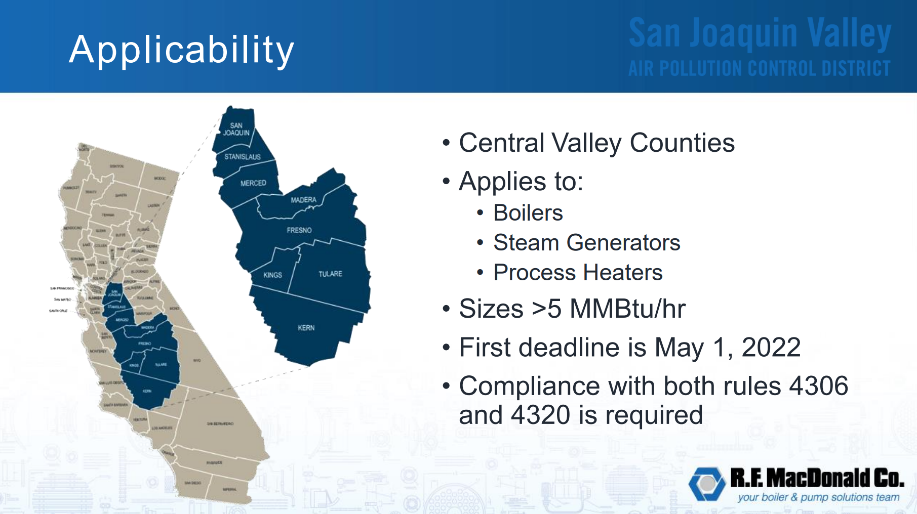 SJVAPCD Rules 4306 & 4320 Retrofit & Controls Solution